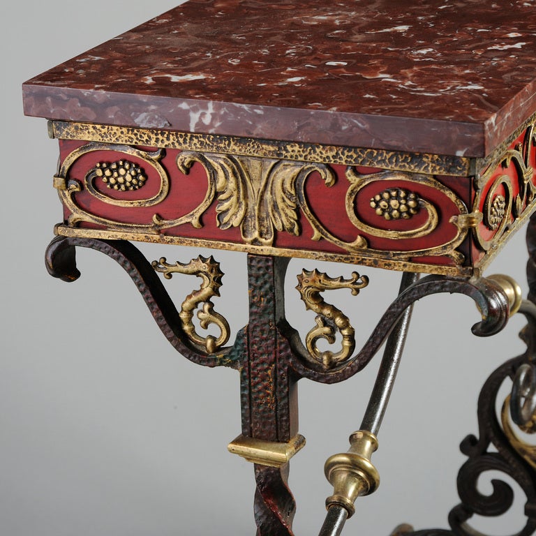 Pair Of Oscar Bach Wrought Iron Console Tables And Mirrors at 1stDibs