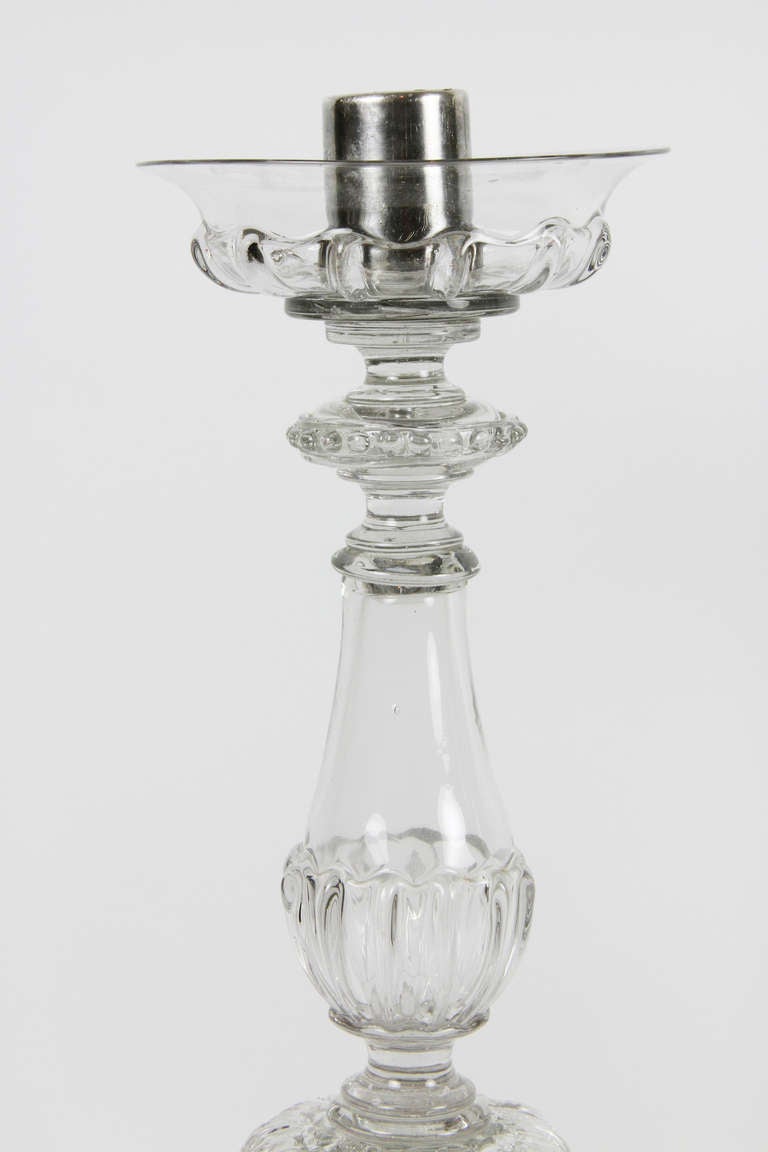 Large Venetian Glass And Silver Candlesticks at 1stDibs | silver and ...
