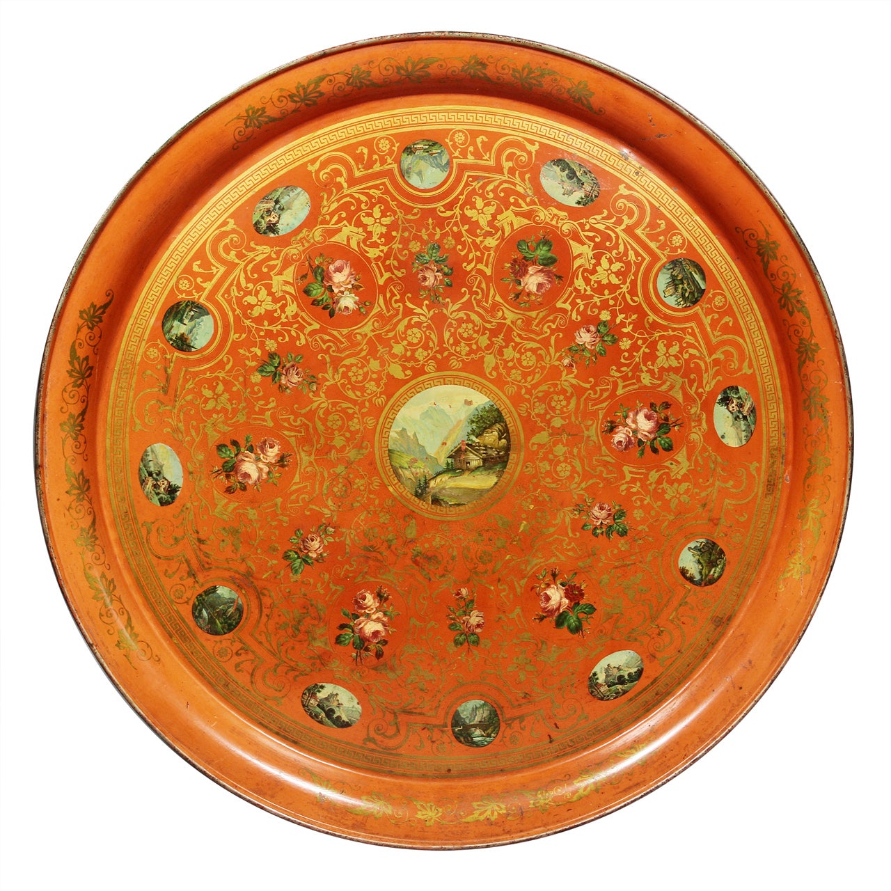 Large Swiss Tole Tray at 1stDibs