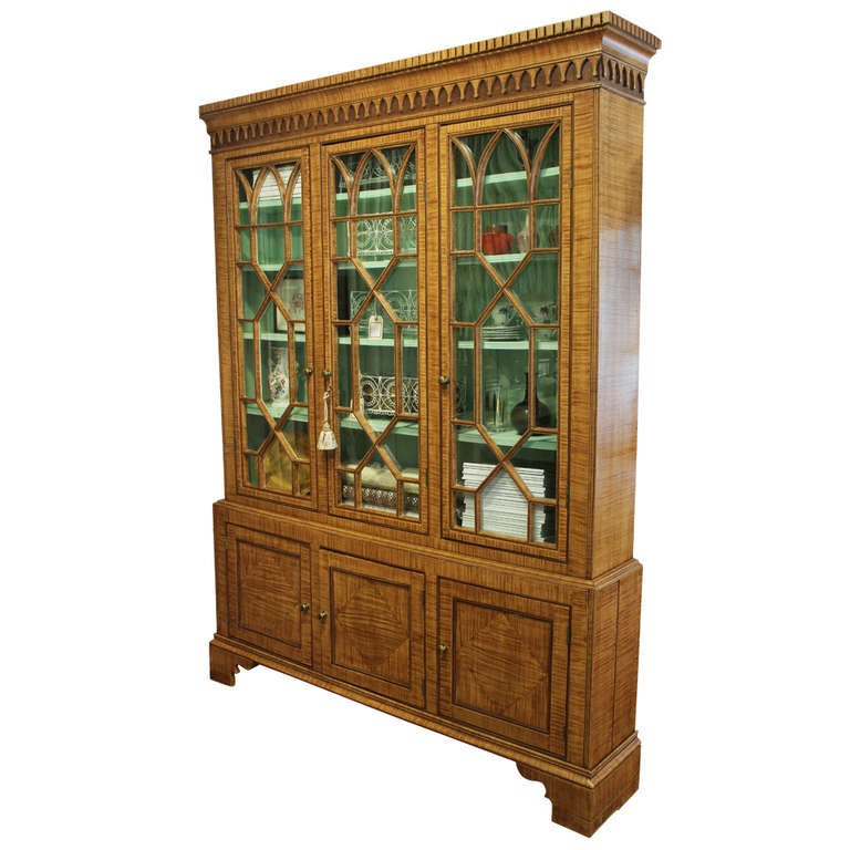 George III Style Faux Tiger Maple Bookcase at 1stDibs