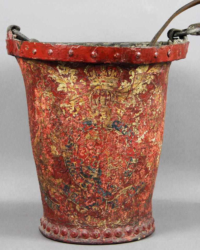 Victorian Red Leather Fire Bucket at 1stDibs