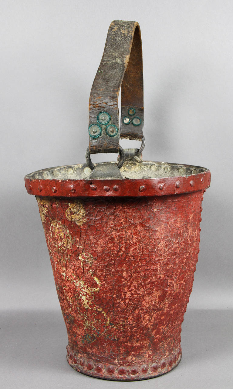 Victorian Red Leather Fire Bucket at 1stDibs