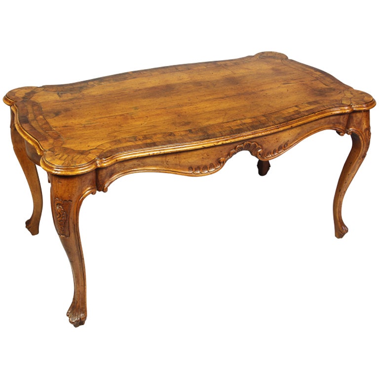 Italian Rococo Style Walnut Coffee Table at 1stDibs | rococo coffee table