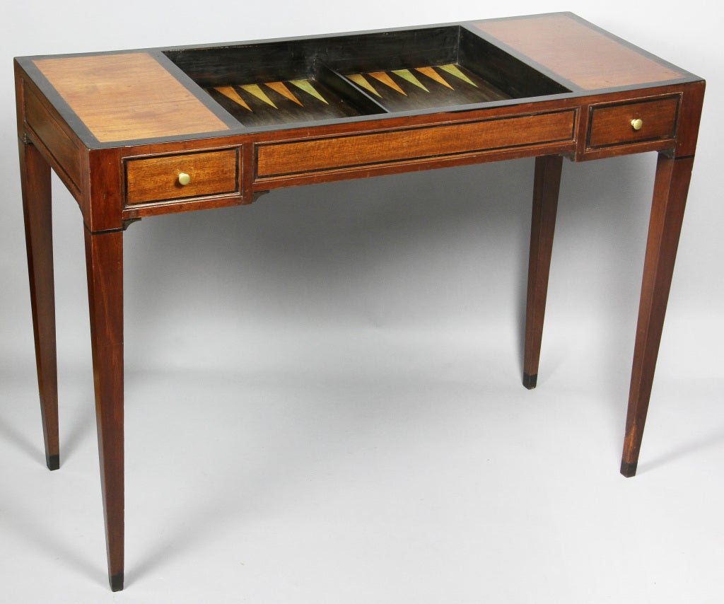 Louis XVI Style Mahogany And Ebony Backgammon Table at 1stDibs