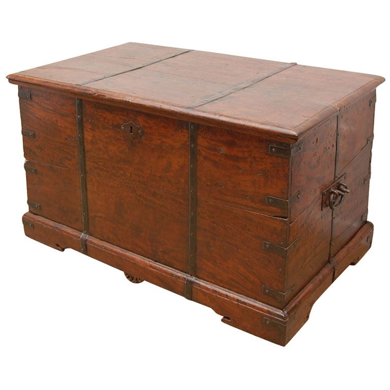 19th Century Anglo-Indian Teak Tea Chest or Trunk at 1stDibs