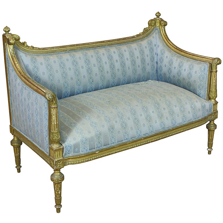 Petit Louis XVI Style Giltwood Canape at 1stDibs