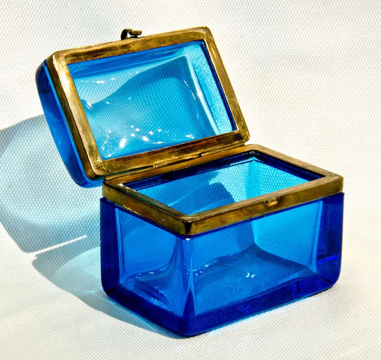 Azure Blue Glass Box at 1stDibs