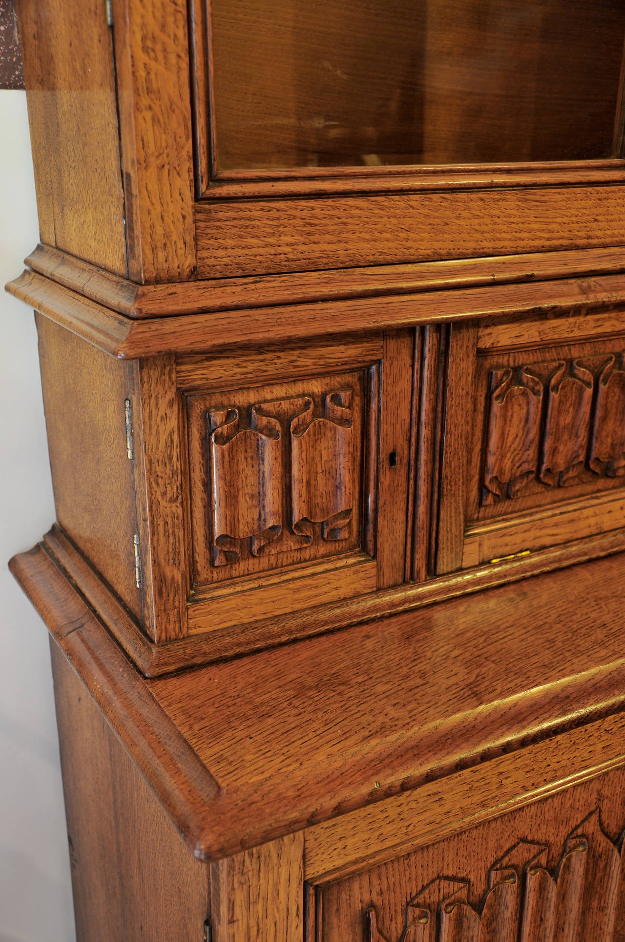 Victorian Oak Step Back Library Bookcase at 1stDibs