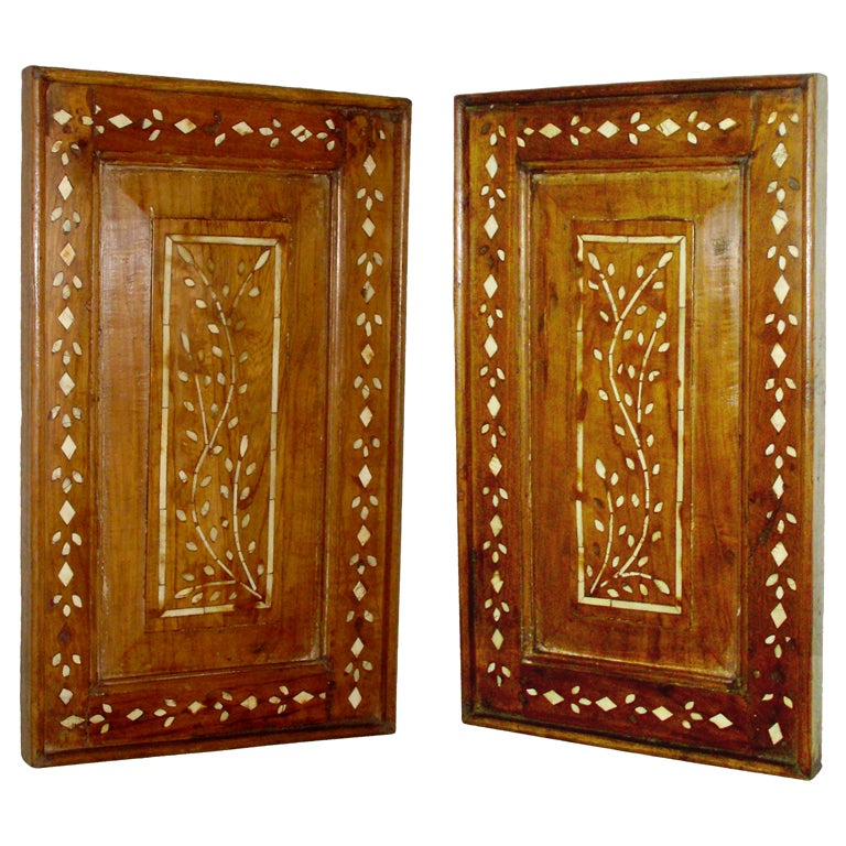 Pair of Teak Inlay Panels at 1stDibs