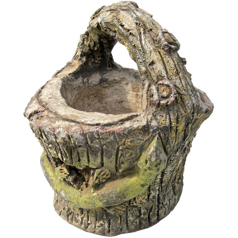 Faux Bois Lizard Pot For Sale at 1stDibs