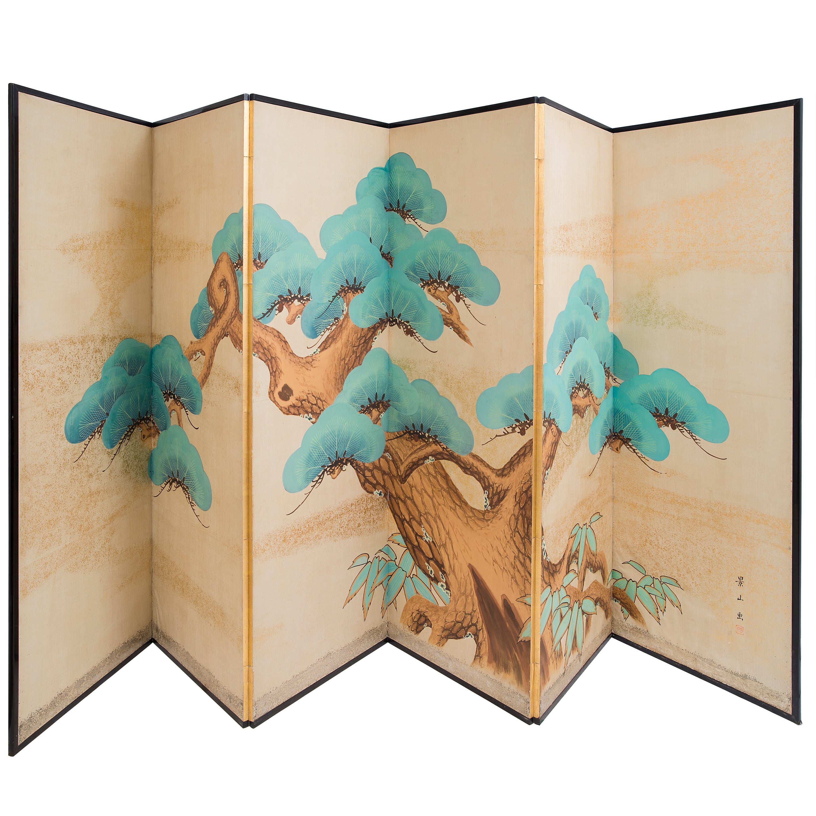Large Six Fold Japanese Paper Screen Early 20thC at 1stDibs