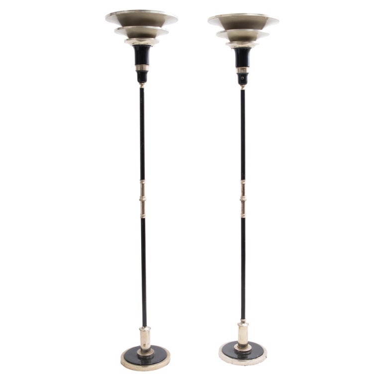Pair American Art Deco 'Machine Age' Floor Standing Uplighters c.1935 ...