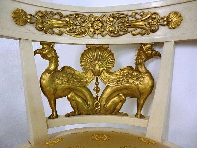 Pair of Painted and Giltwood Imperial Roman Style Tub Chairs, Naples ...