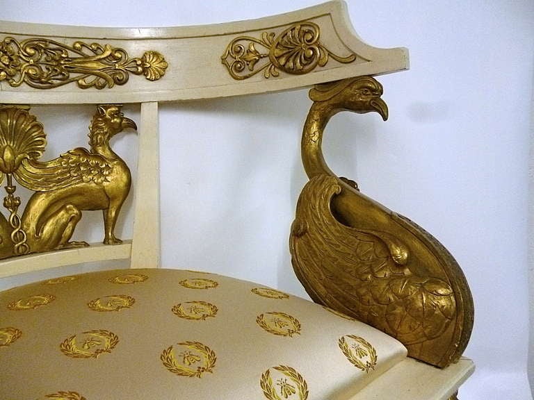 Pair of Painted and Giltwood Imperial Roman Style Tub Chairs, Naples ...