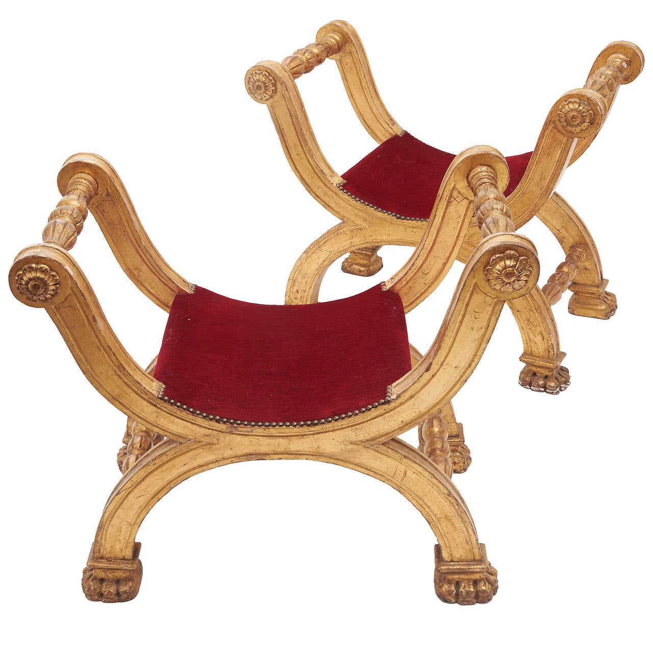 Pair of Regal Roman Giltwood Stools, circa 1820 at 1stDibs