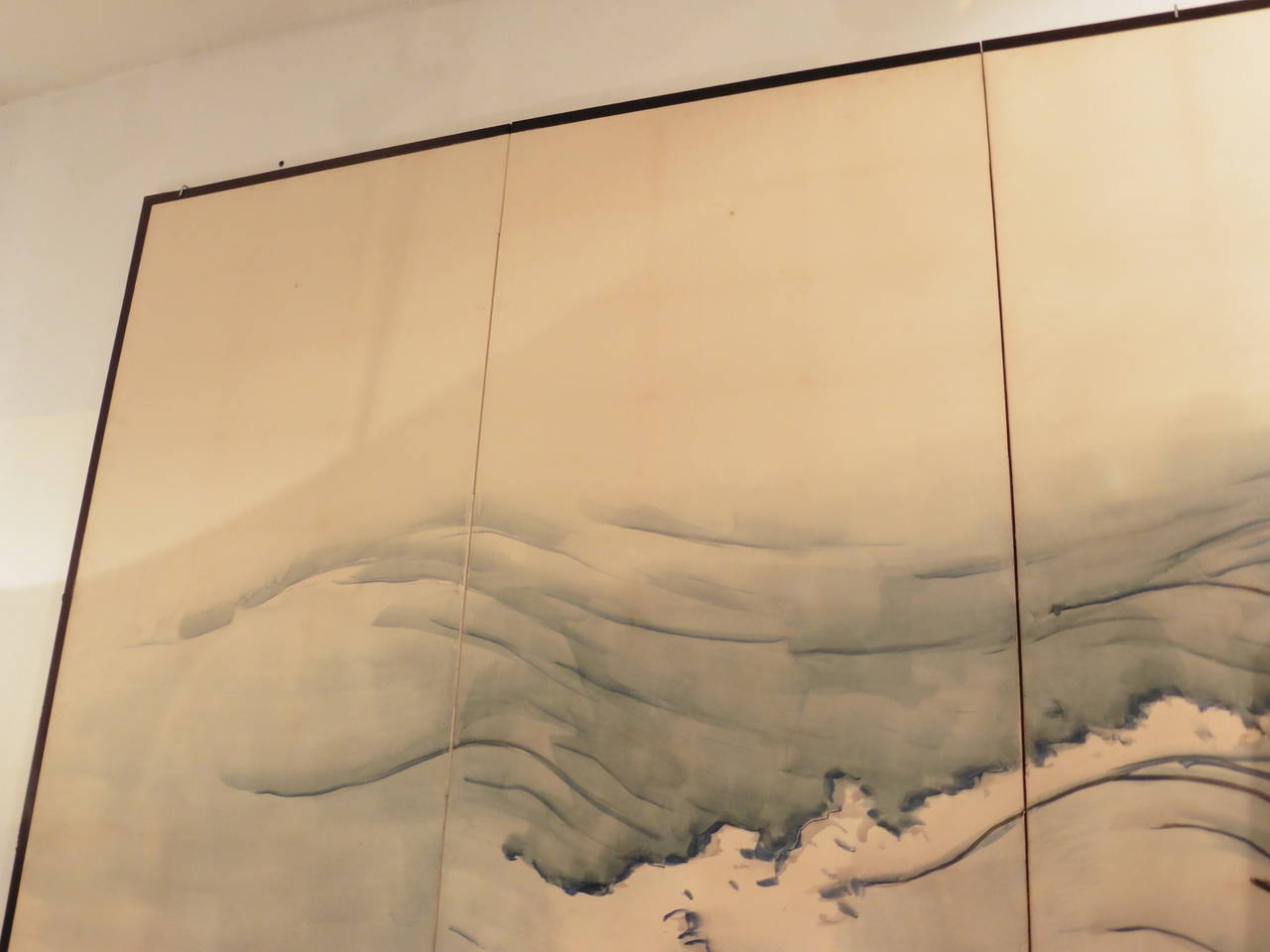 Japanese Six Fold Paper Screen, circa 1880 at 1stDibs