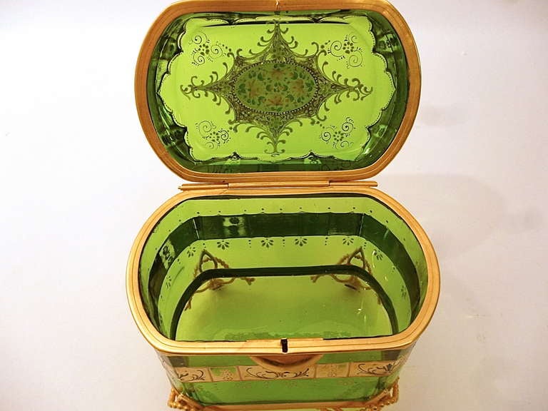 Bohemian Apple Green Casket with Enamel and Gilt Decoration c.1900 at ...