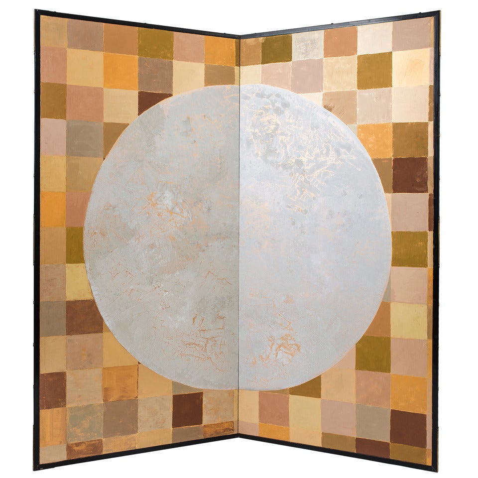 Striking Japanese Late 19th Century Two-Fold Gilt Paper Screen at 1stDibs