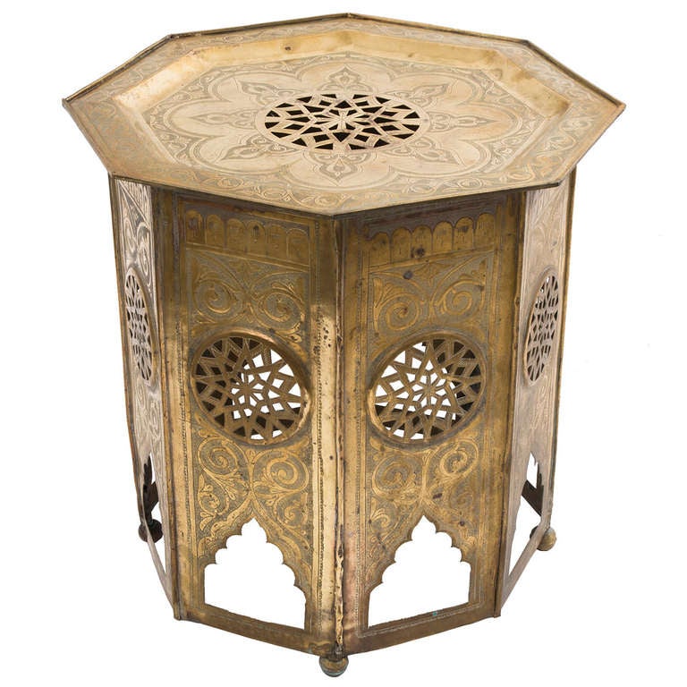 Cairo Ware Brass Octagonal Occasional Table Mid 20th Century at 1stDibs