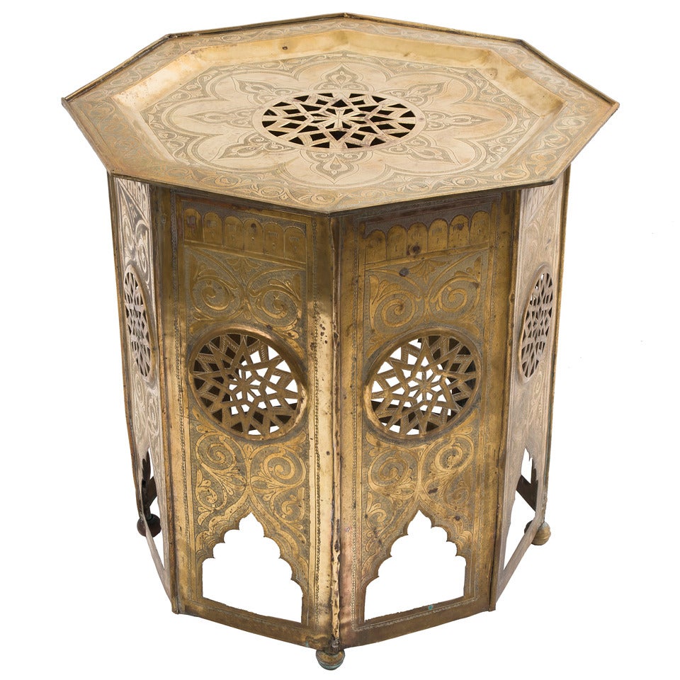 Cairo Ware Brass Octagonal Occasional Table Mid 20th Century at 1stDibs