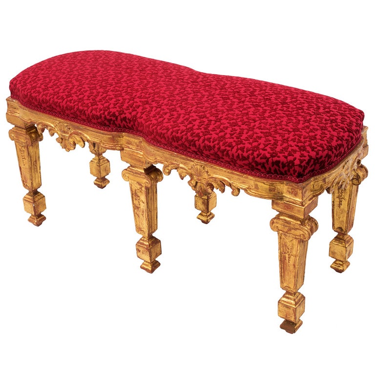 Fine Italian 18th Century Gilt Wood Baroque Stool at 1stDibs