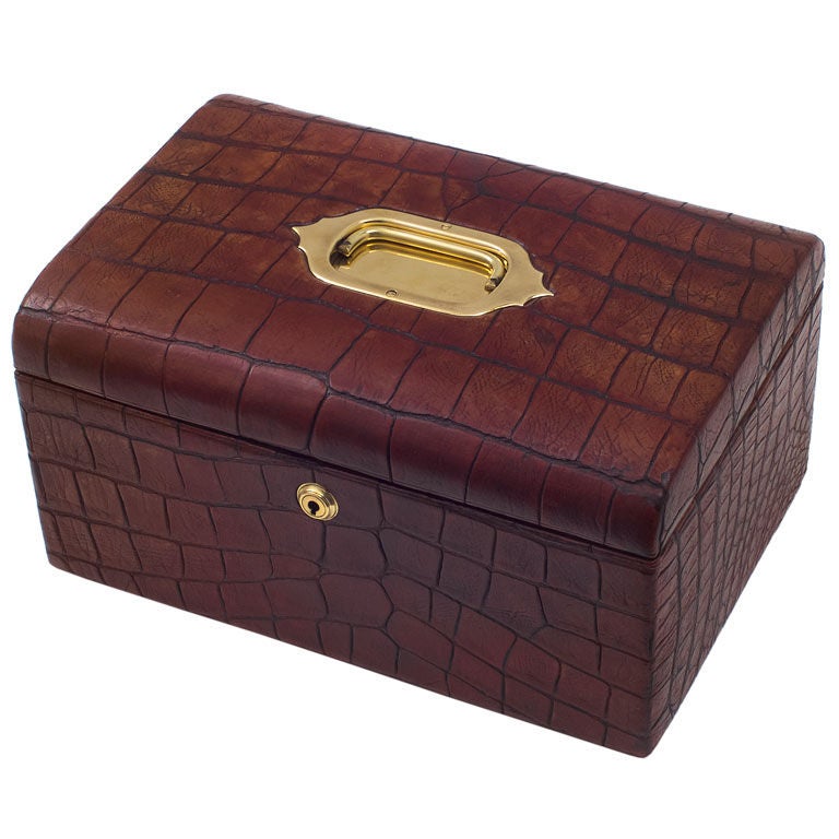 Edwardian Crocodile Jewellery Box at 1stDibs