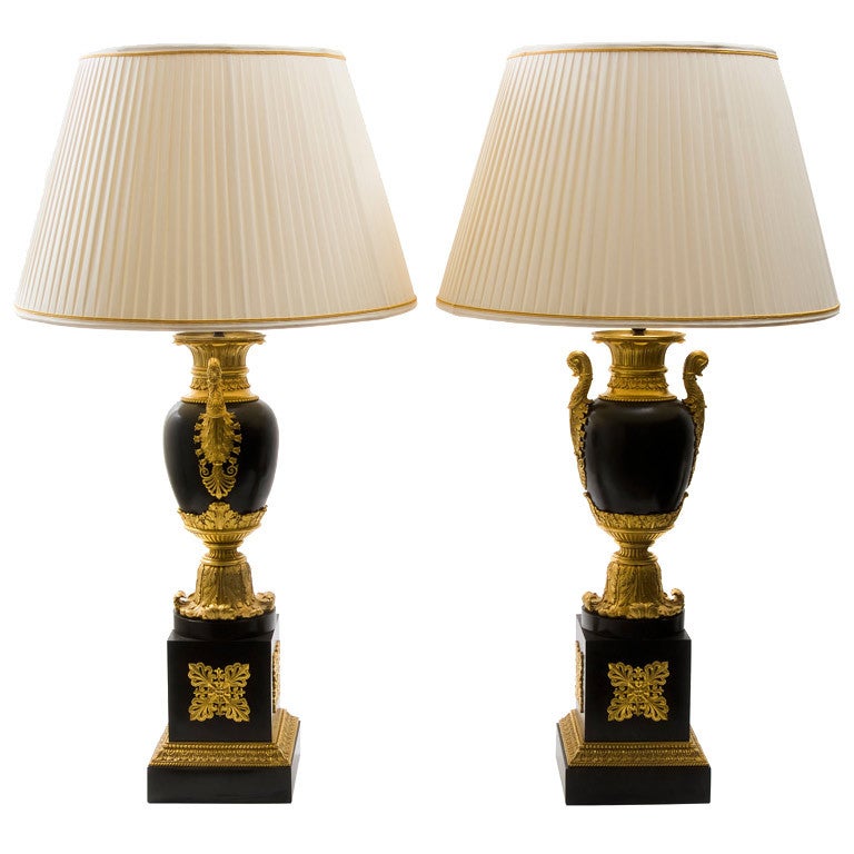 Pair Gilt and Bronze Louis Philippe Lamps at 1stDibs