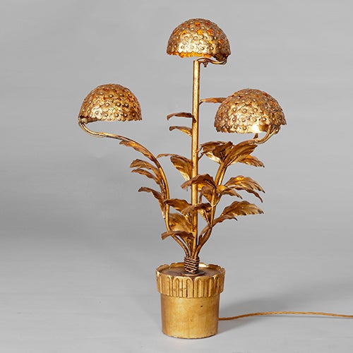 Pair of "Hydrangea" Table Lamps in Guilt Metal at 1stDibs