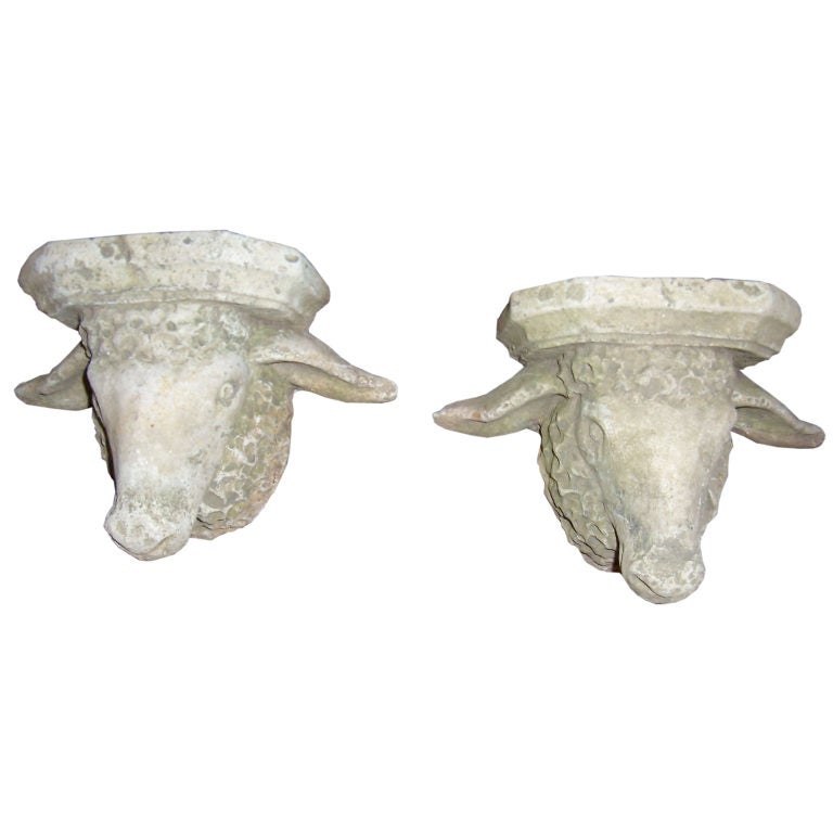 Cast Stone Sheep Head Wall Brackets/Shelves at 1stDibs