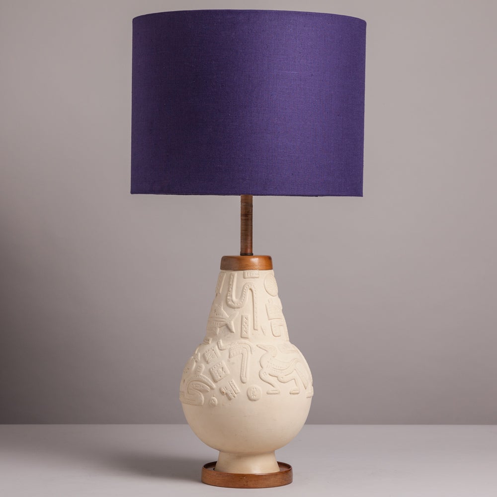 A Single Ceramic Aztec Inspired Table Lamp 1950s at 1stDibs