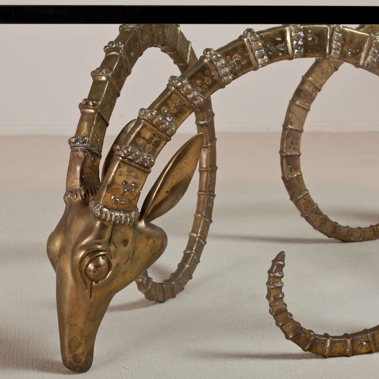 A Pair of Brass Rams Head Coffee Table Bases after Chervet at 1stDibs