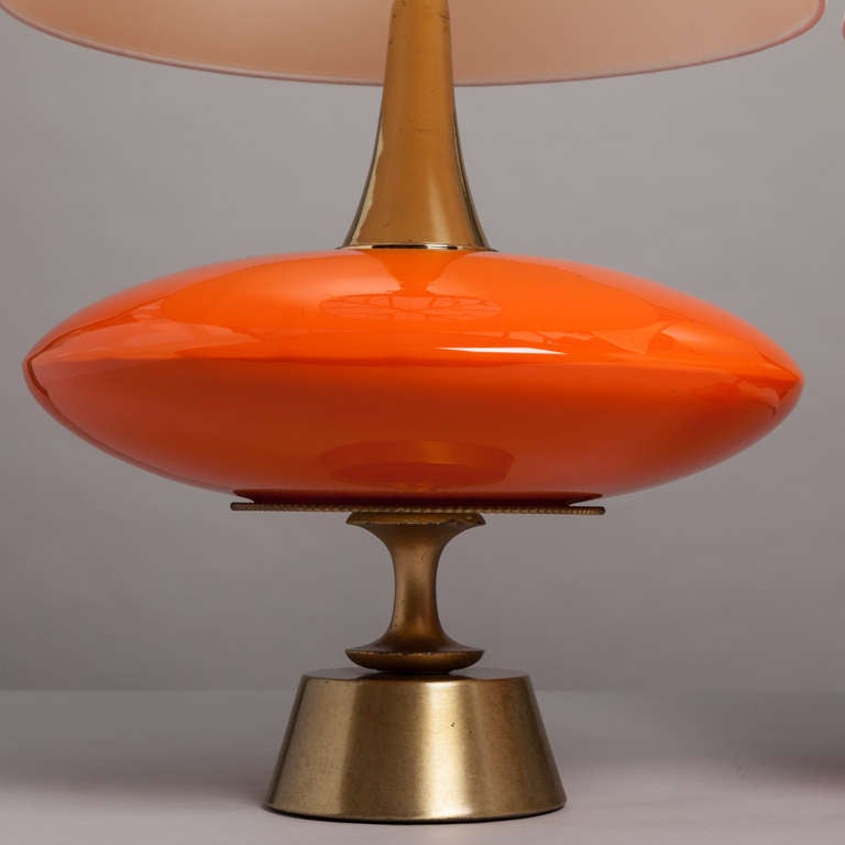 A Pair of Vibrant Orange Glass Table Lamps 1960s at 1stDibs