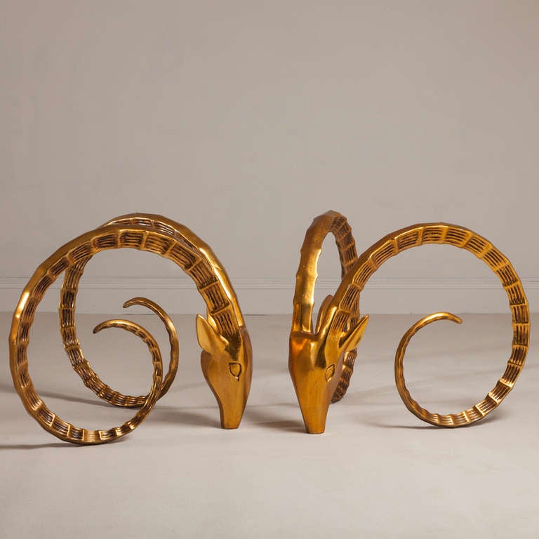 A Pair of Gilt Rams Head Dining Table Bases 1960s at 1stDibs