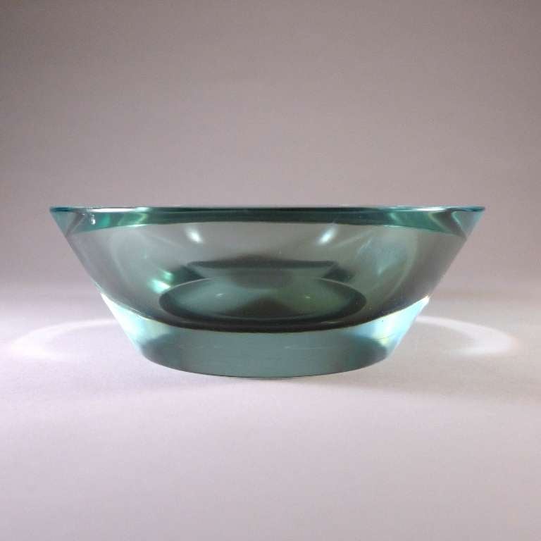 A Seguso Pale Blue Glass Bowl Cased in Clear Glass For Sale at 1stDibs