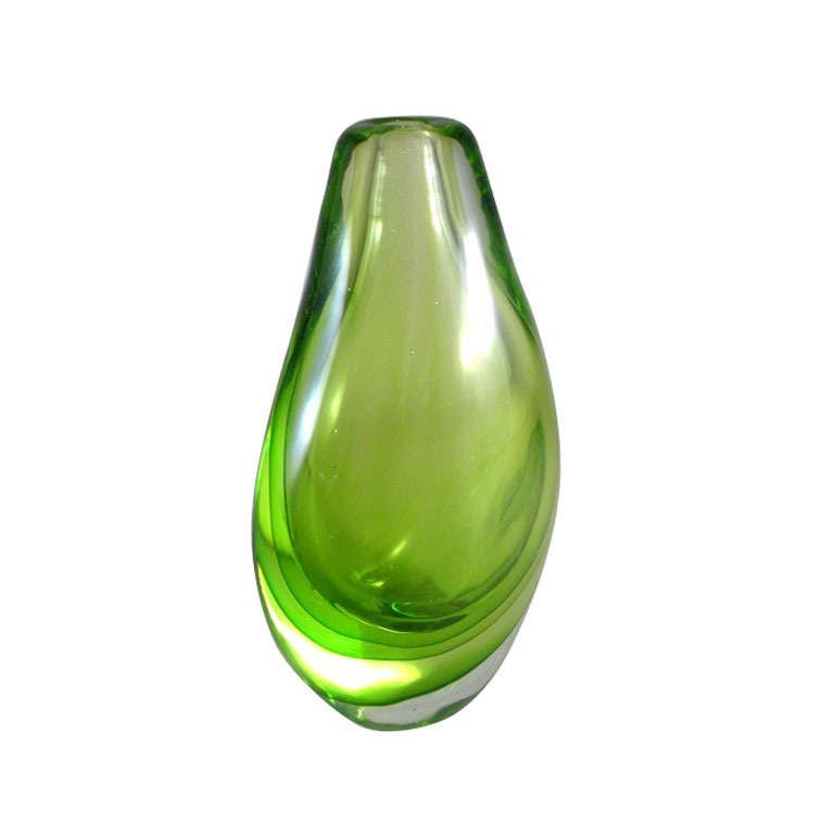 A Green Tear Drop Shaped Glass Vase at 1stDibs