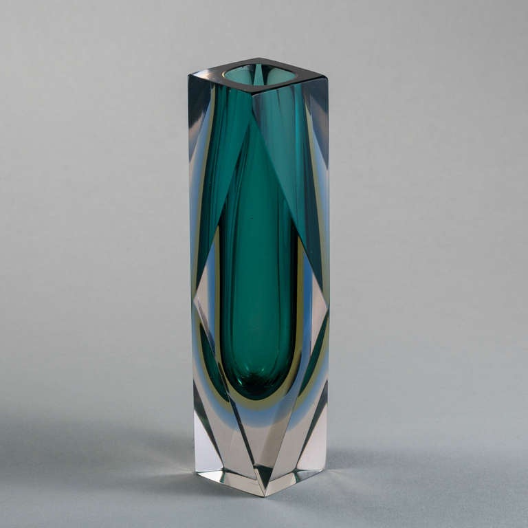 A Small Faceted Murano Sommerso Glass Vase at 1stDibs