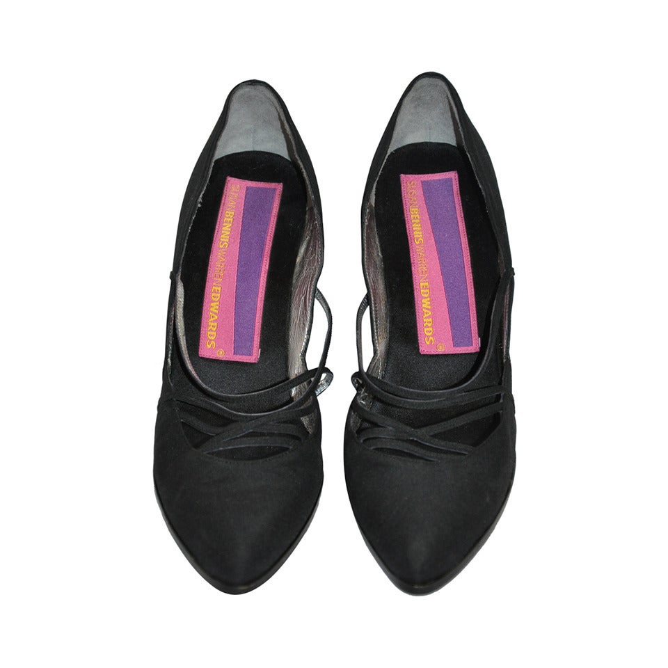 Susan Bennis Warren Edwards Black Silk Satin Evening Pumps at 1stDibs ...