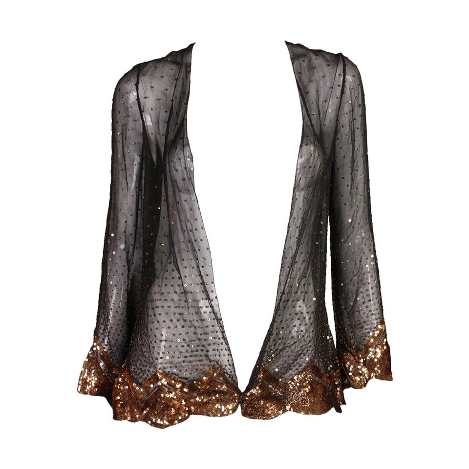 Sequined Silk Chiffon Jacket, circa 1920s - 1930s For Sale at 1stDibs