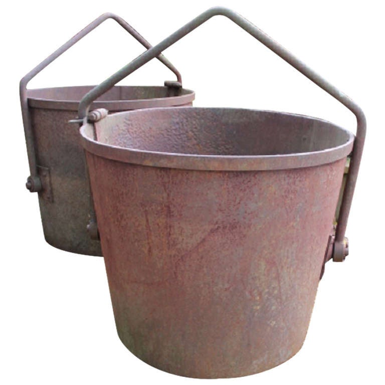 A Large Pair of 19th Century Cast Iron Foundry Buckets English circa ...