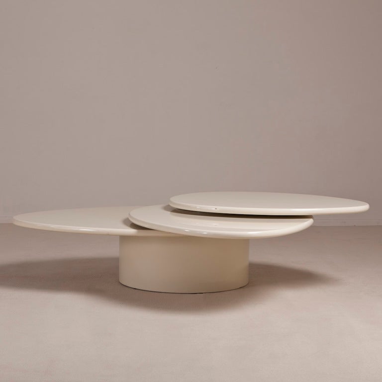 A Three Tiered Rougier Swivel Lacquered Coffee Table 1970s at 1stDibs