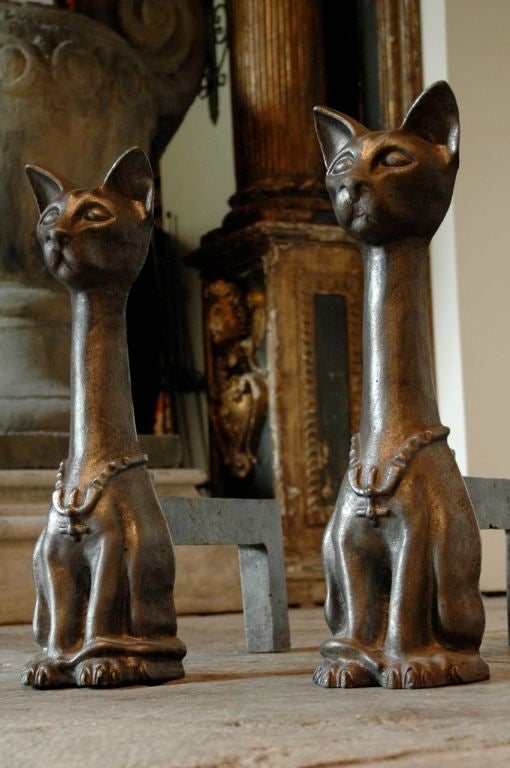 Pair of Cat Andirons at 1stDibs