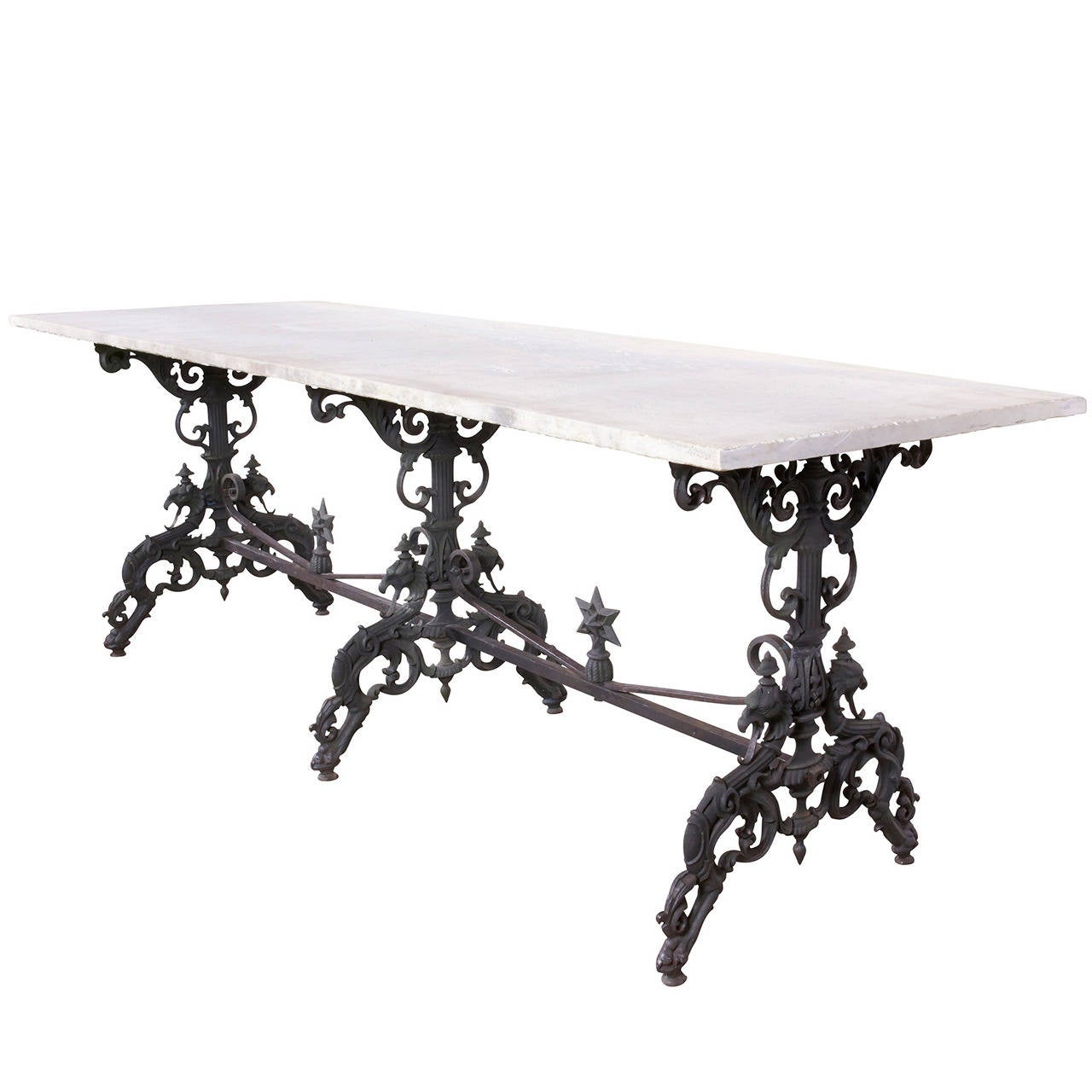 Marble and Cast Iron Table at 1stDibs
