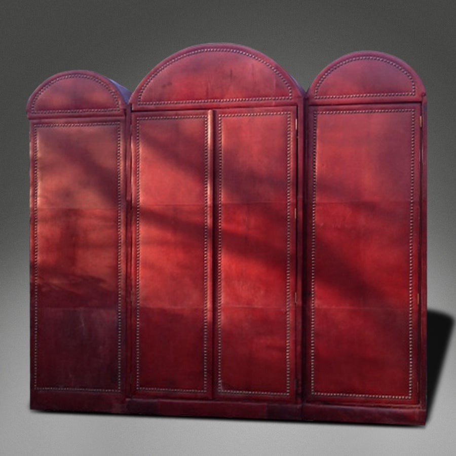 Large Wardrobe in Morocco Red Leather For Sale at 1stDibs