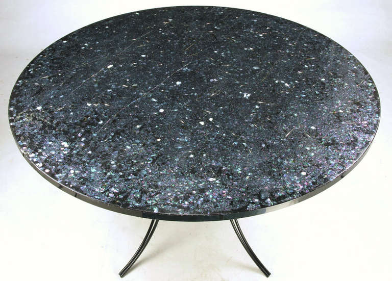 Round Black and Clear Resin Encased Abalone Dining Table at 1stDibs