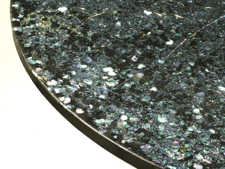 Round Black and Clear Resin Encased Abalone Dining Table at 1stDibs