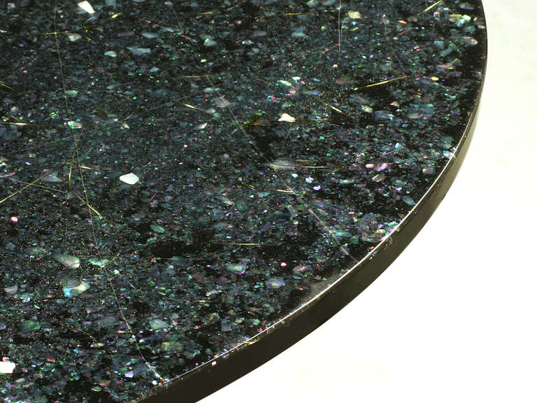 Round Black and Clear Resin Encased Abalone Dining Table at 1stDibs