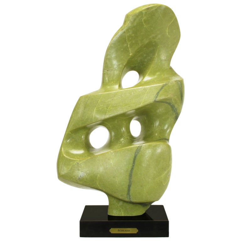 Hans Martin Schleeh (1928 - 2001) 31" Abstract Green Marble Sculpture ...