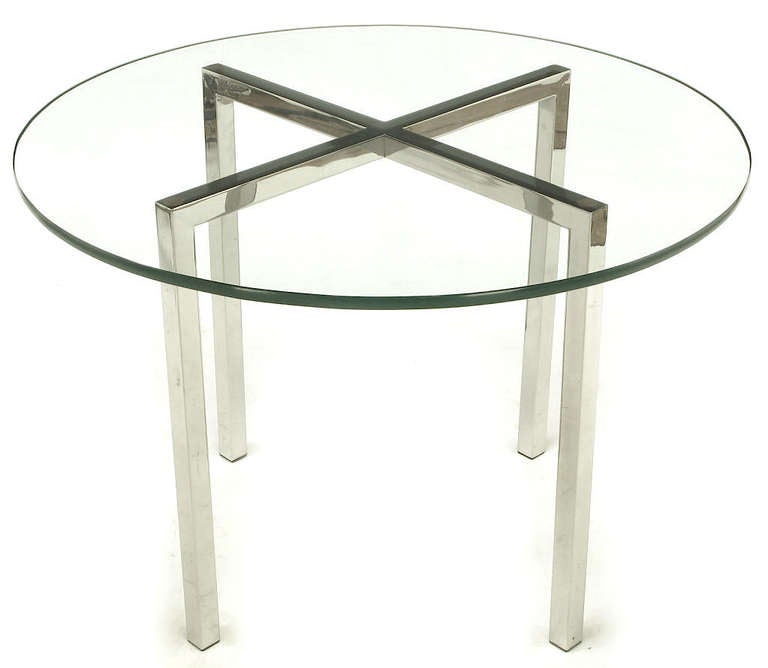 Round Chrome X-Base and Glass Dining Table at 1stDibs | glass tables ...