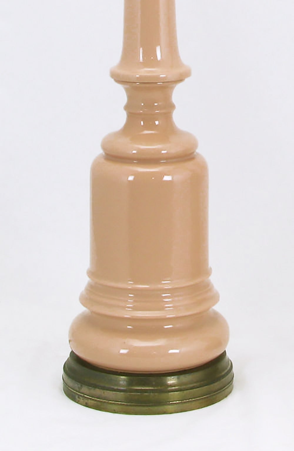 Pair of 1940s Pink Ceramic and Brass Baluster Form Table Lamps at 1stDibs