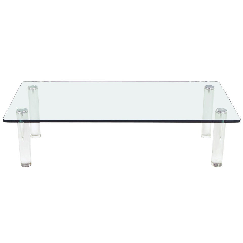 Pace Collection Lucite and Chrome Glass Top Coffee Table at 1stDibs